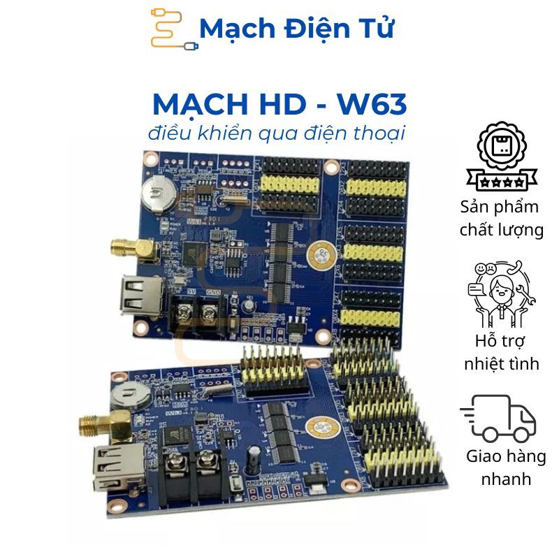 Card HD W63, Mạch Điều Khiển Led Module HD 1 Màu 3 Màu Kèm Râu Wifi ...