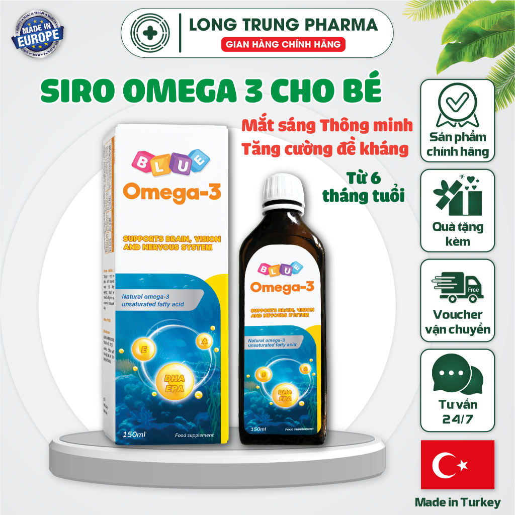 BLUE OMEGA 3 Bổ Sung Dầu Cá Giàu DHA; Vitamin A, E, D3 Giúp Bé Phát ...