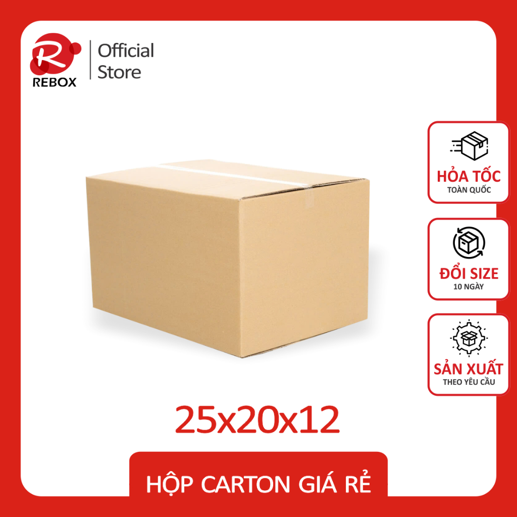 Hộp carton Tiêu Chuẩn 25x20x12 cm - 20 hộp carton đóng hàng, hộp gói ...