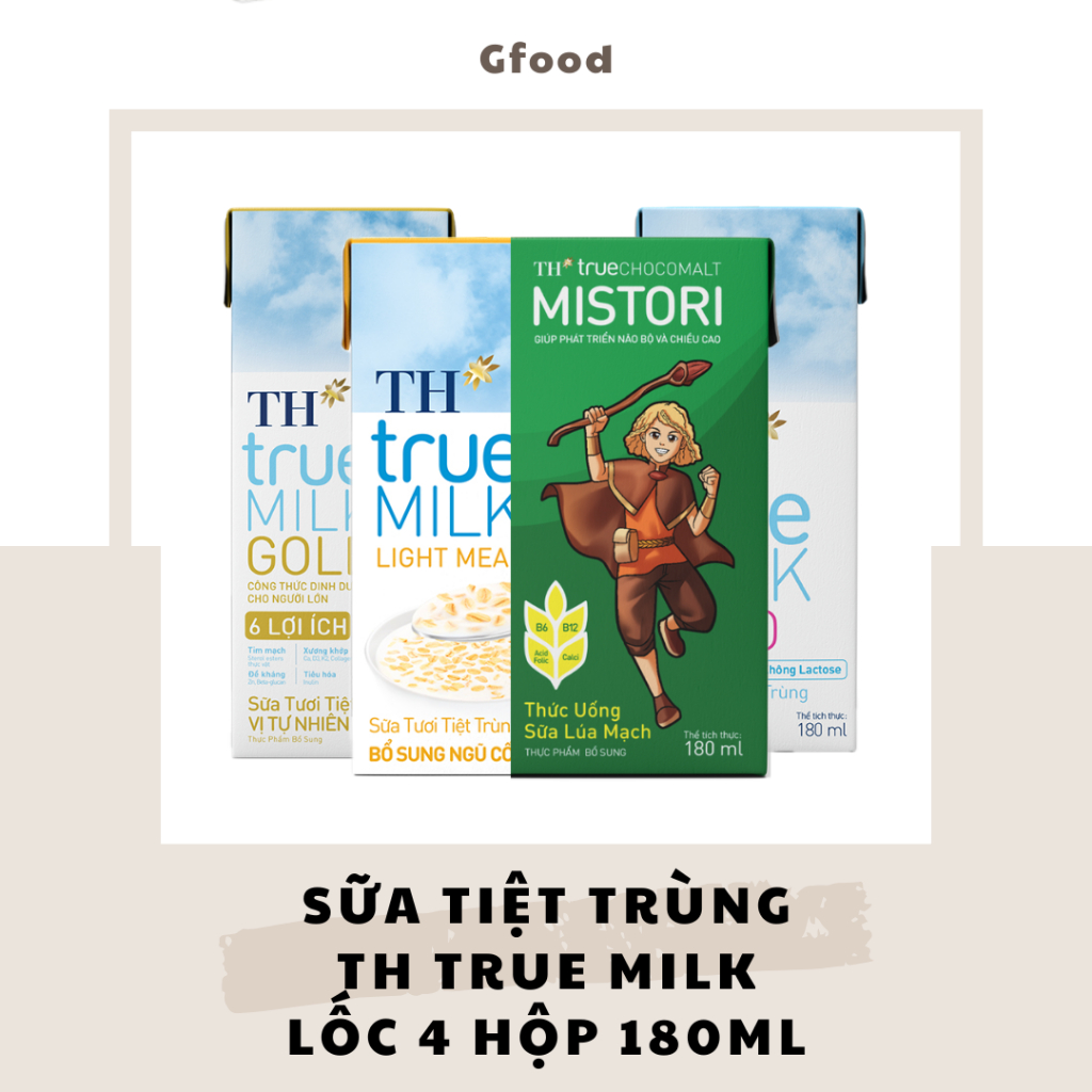 [LỐC 4 HỘP] TH True Milk Sữa Tiệt Trùng Các Loại (HILO, Gold, Formula ...
