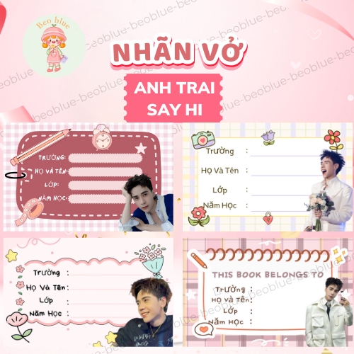 Bộ 20 Nhãn vở in hình Anh Trai Say Hi Quang Hùng MasterD, Negav, Hiếu Thứ Hai, 30 anh trai kích ...