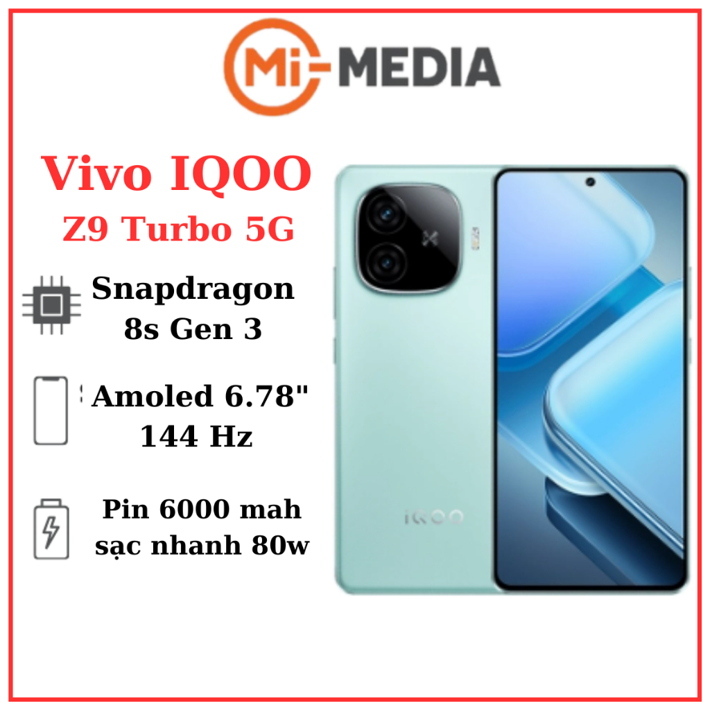 Điện thoại Vivo iQOO Z9 Turbo 5G Snapdragon 8s Gen 3/ Pin 6000mAh / Nguyên Seal Bảo Hành 12tháng ...