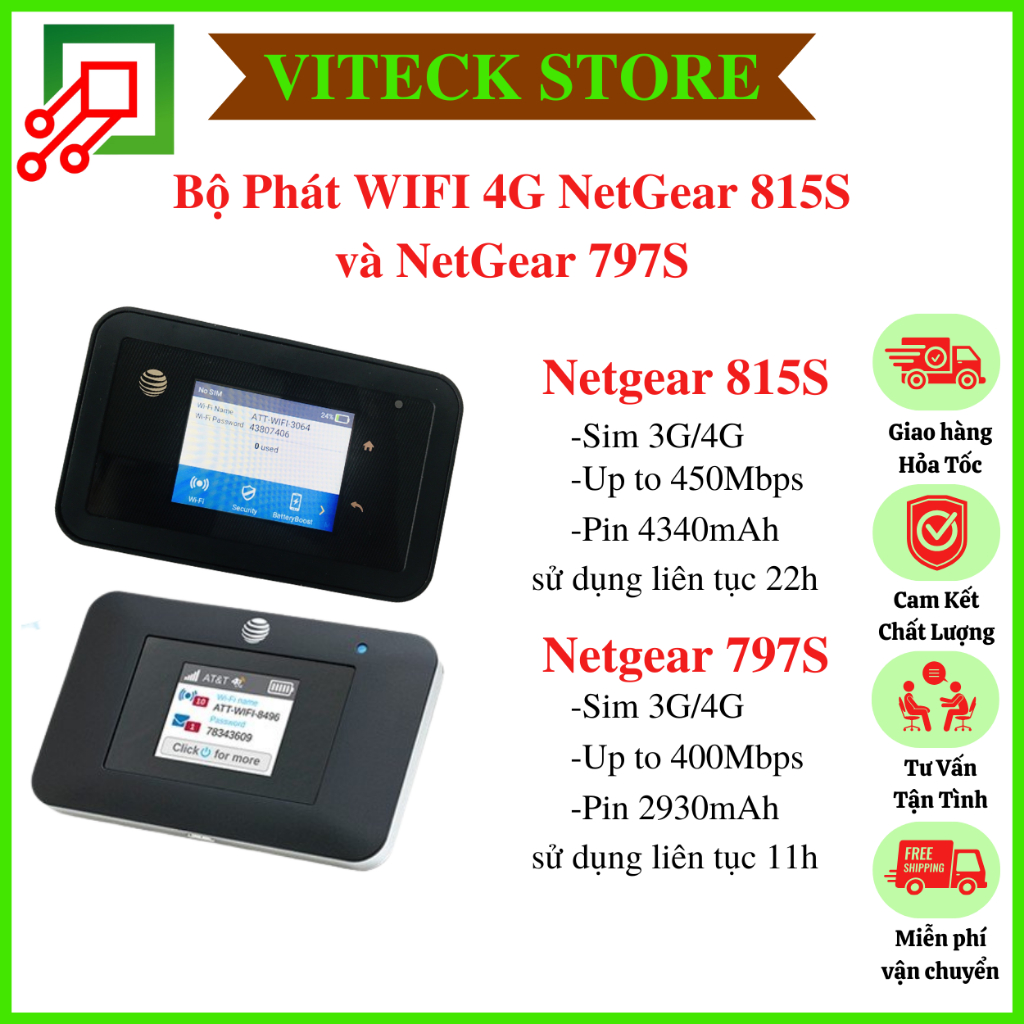 Bộ Phát Wifi 4G Netgear At&T 815s và Netgear 797s - (No Box) Like New ...