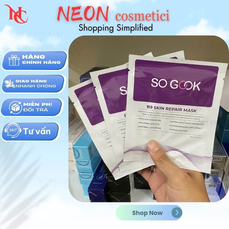 Full hộp 10 miếng Mặt Nạ SO GOOK -B9 cấp ẩm làm dịu phục hồi căng bóng ...