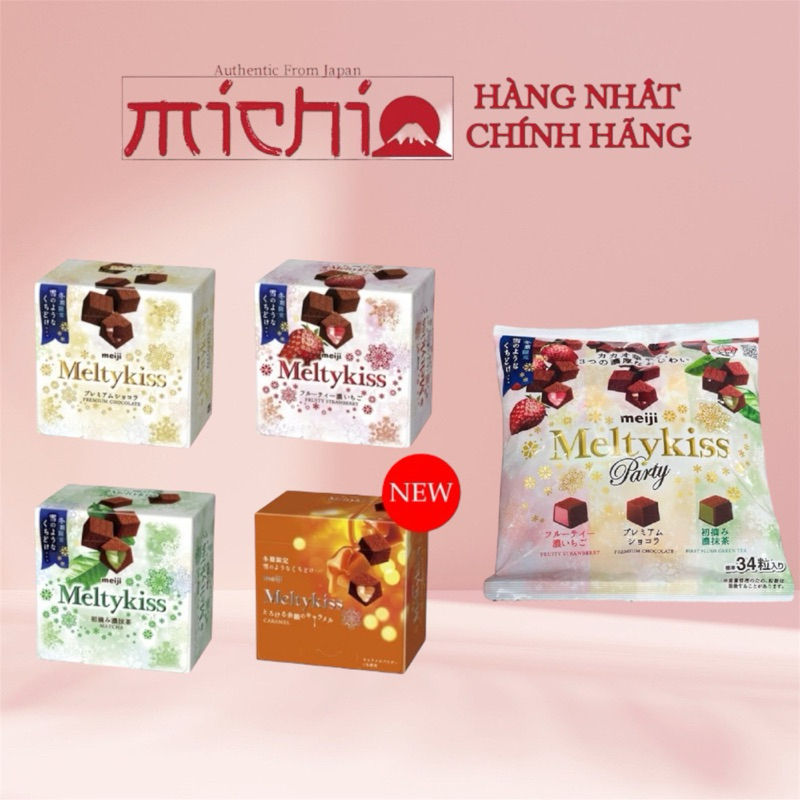 Socola tươi Meiji Meltykiss 56g Melty Kiss vị vani, trà xanh, dâu tây, caramen nội địa Nhật Bản ...