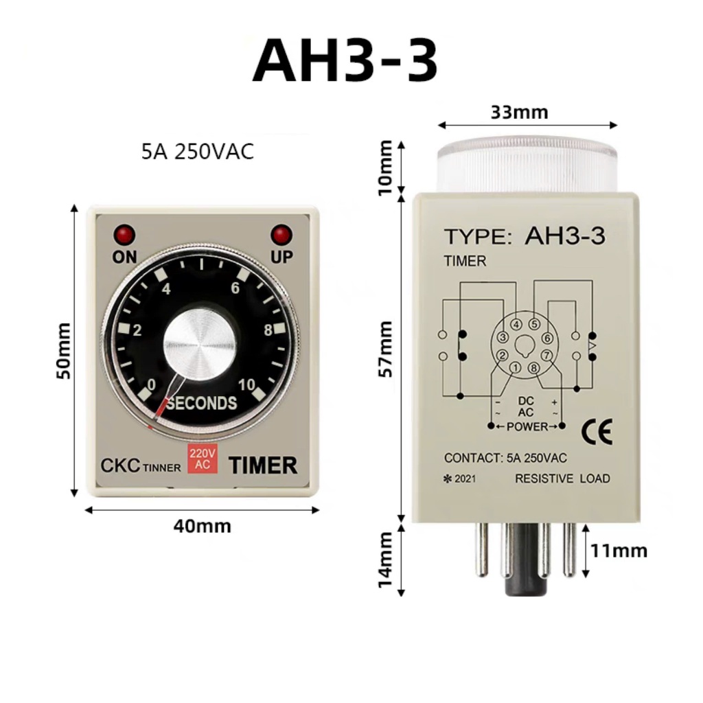 rơ le thời gian 220v CKC tinner AH3-3 220V kèm đế, relay thời gian điện tử,timer ckc, rơ le hẹn ...