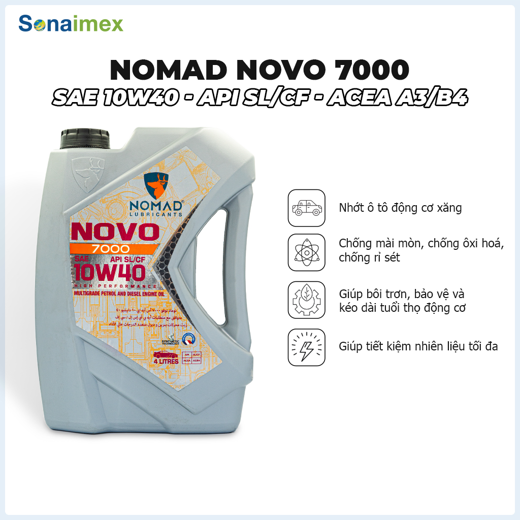 Nhớt Xe Ô tô/Dầu nhớt oto Máy Xăng NOMAD NOVO 10W40 SL/CF ACEA A3/B4 ...