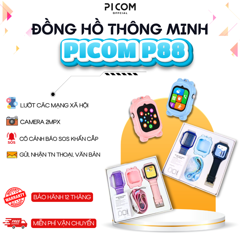 Đồng Hồ Thông Minh PICOM P88 Ultra Lắp Sim Nghe Gọi Lướt Web Chơi Game ...
