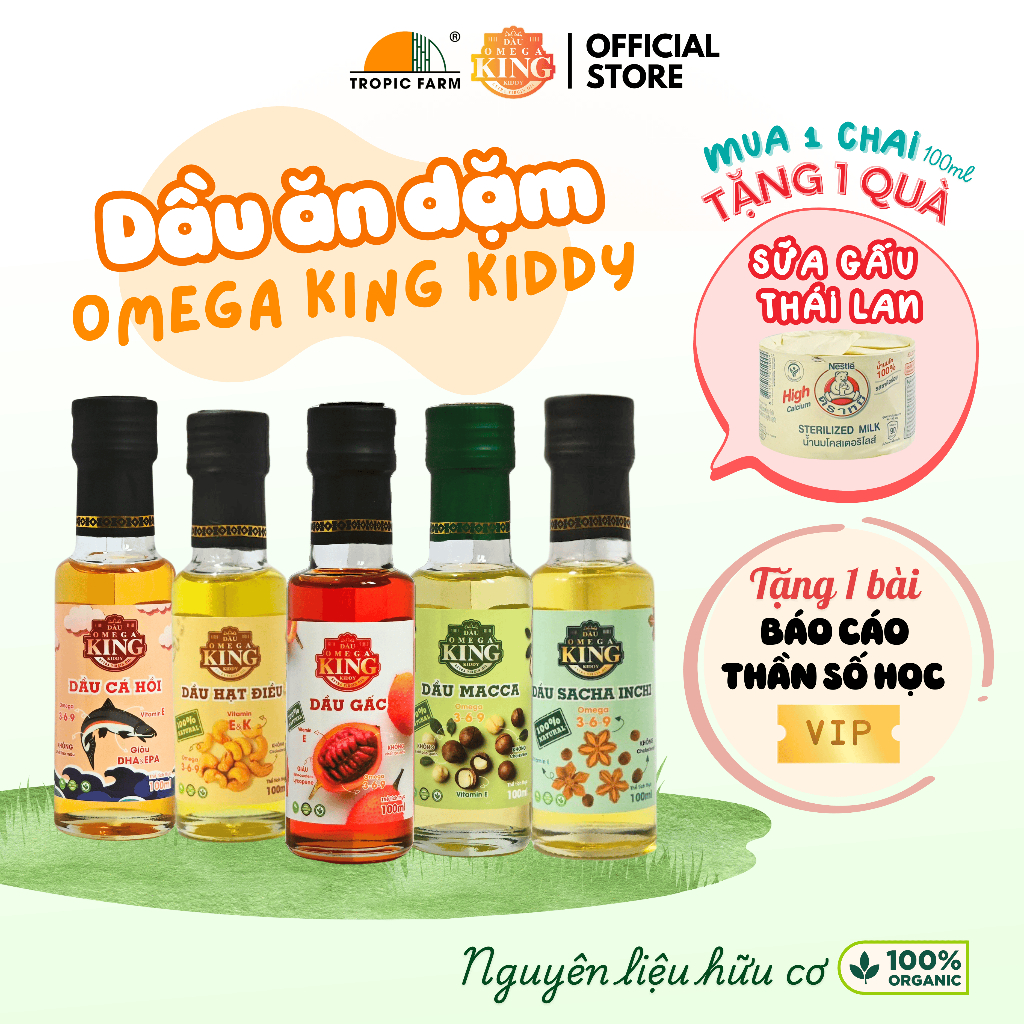 [TẶNG SỮA GẤU] [GIẢI MÃ THẦN SỐ HỌC] Dầu Ăn Dặm Cho Bé Omega King Kiddy ...