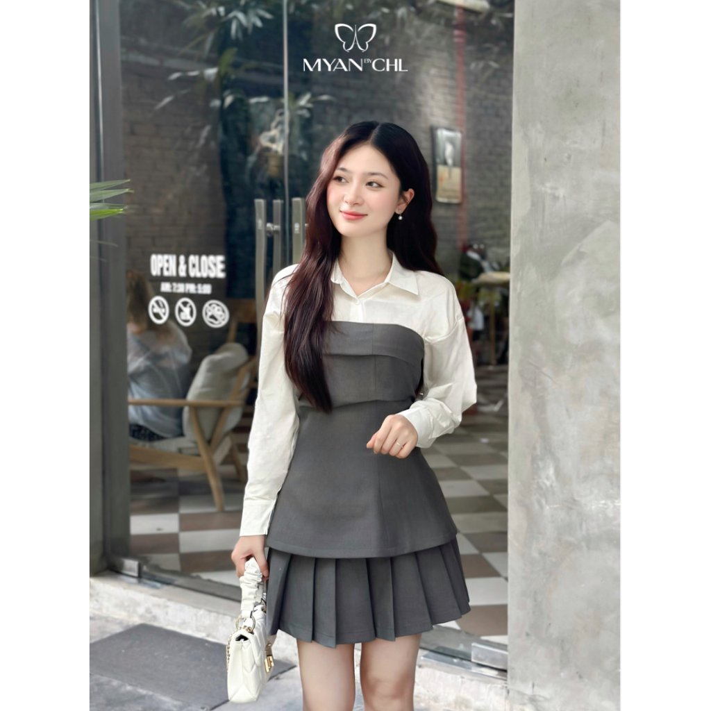 MYAN DESIGN Set Áo Sơ Mi Cổ Đức, Áo Quây Kèm Chân Váy Thanh Lịch Avn072404 Avn072403 Vvn072405 ...