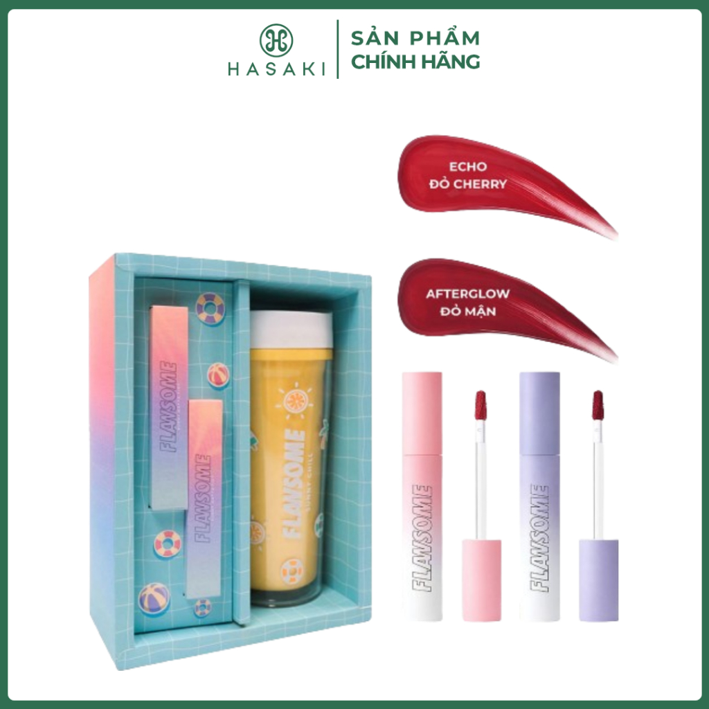 Set 2 Son Trang Điểm Flawsome + Quà Tặng Bình Nước Xinh Xắn Hasaki sản ...