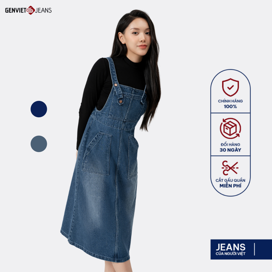 Yếm Đầm Nữ GENVIET vải Jeans Trẻ Trung Suông TY524J8415 | Shopee Việt Nam