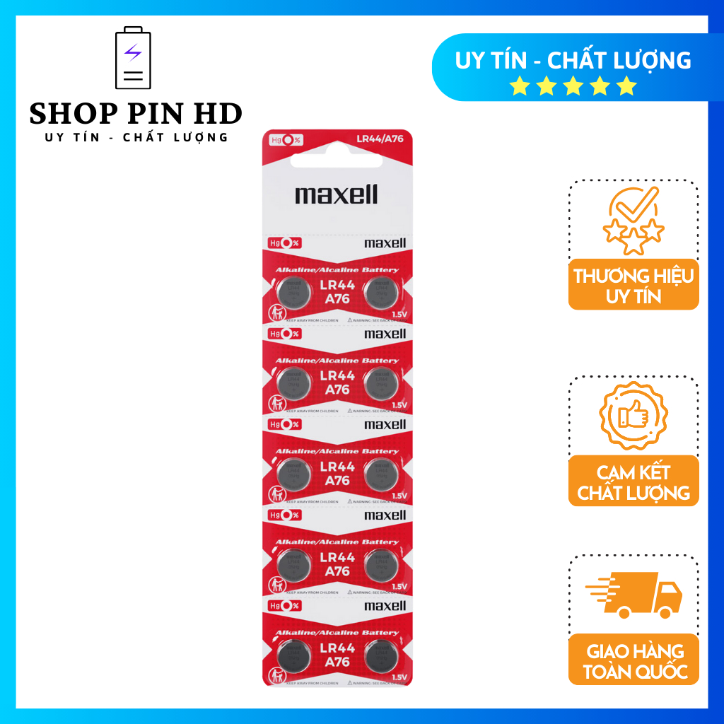 Pin LR44 AG13 Maxell 1.5V Vỉ 10 Viên Pin Đồng Hồ Chính Hãng | Shopee ...