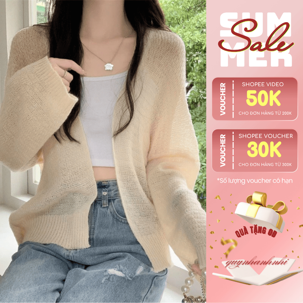 Áo khoác Cardigan len mỏng dệt kim trẻ trung | Shopee Việt Nam