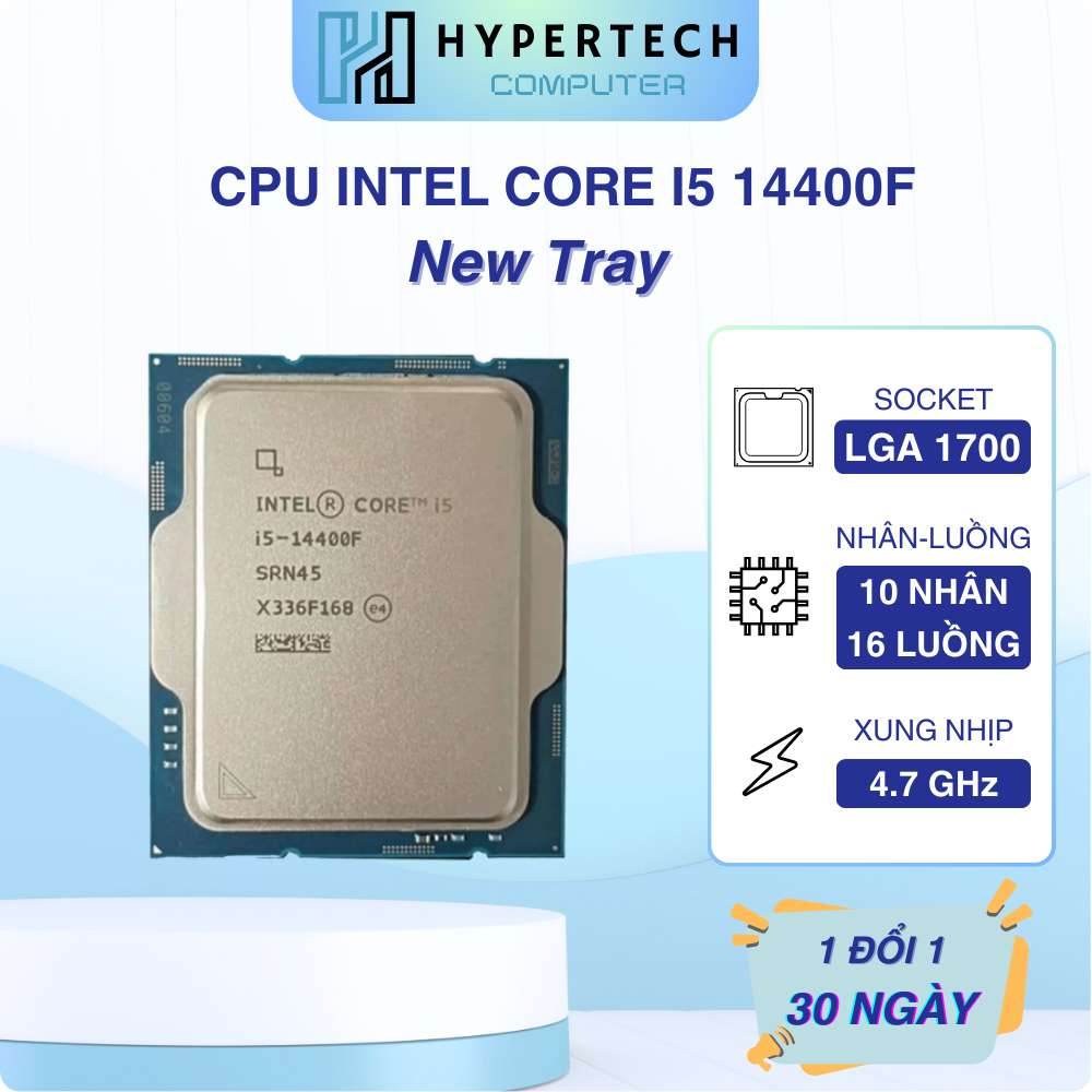 Bộ vi xử lý CPU Intel Core I5 14400F New Tray (LGA1700 10 nhân 16 luồng 4.7GHz) - BH 36 Tháng ...