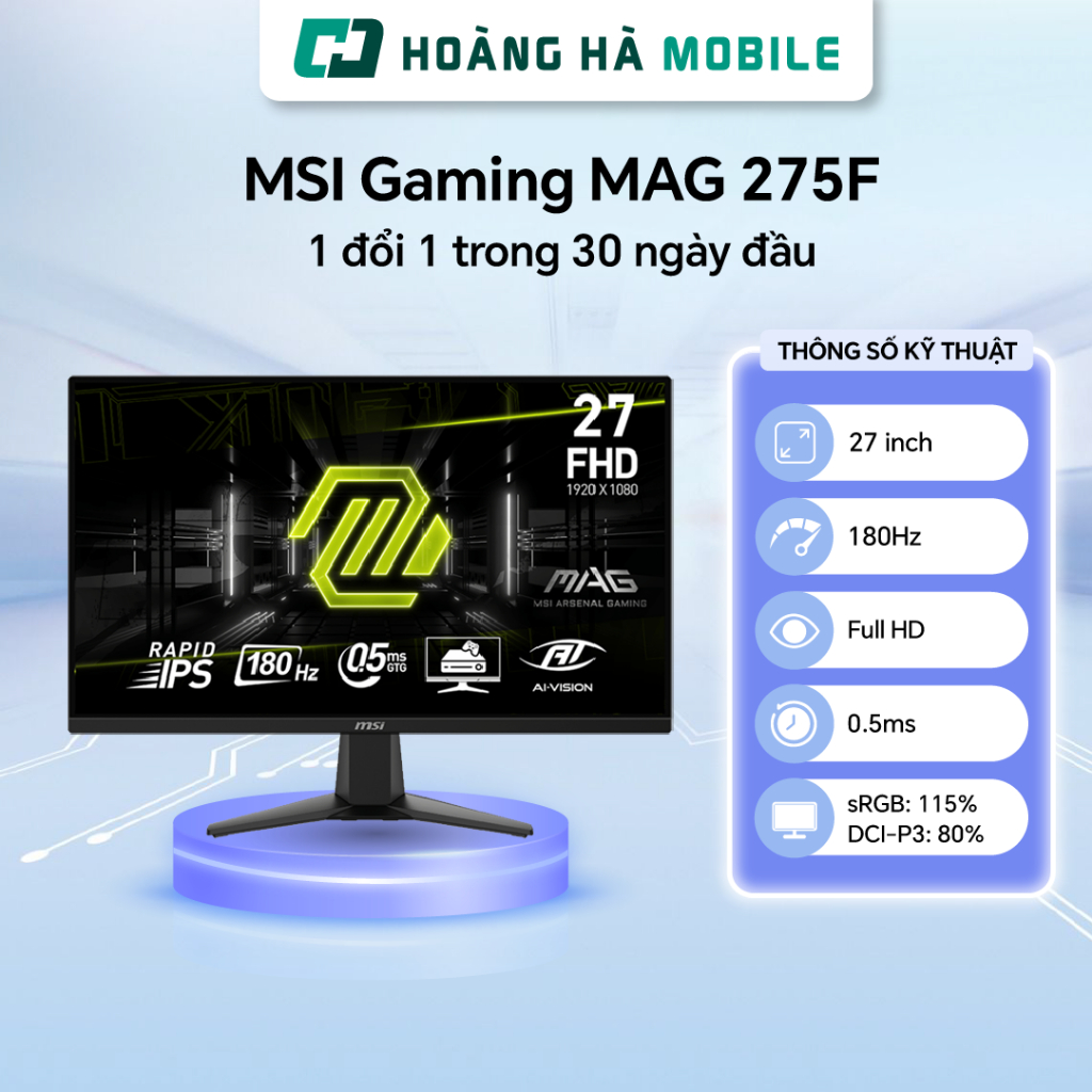 Màn hình Gaming MSI MAG 275F (27 inch/FHD/Rapid IPS/180Hz/0.5ms ...