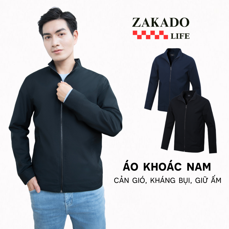 Áo khoác gió nam ZAKADO vải polyester siêu bền, không thấm nước, kháng ...