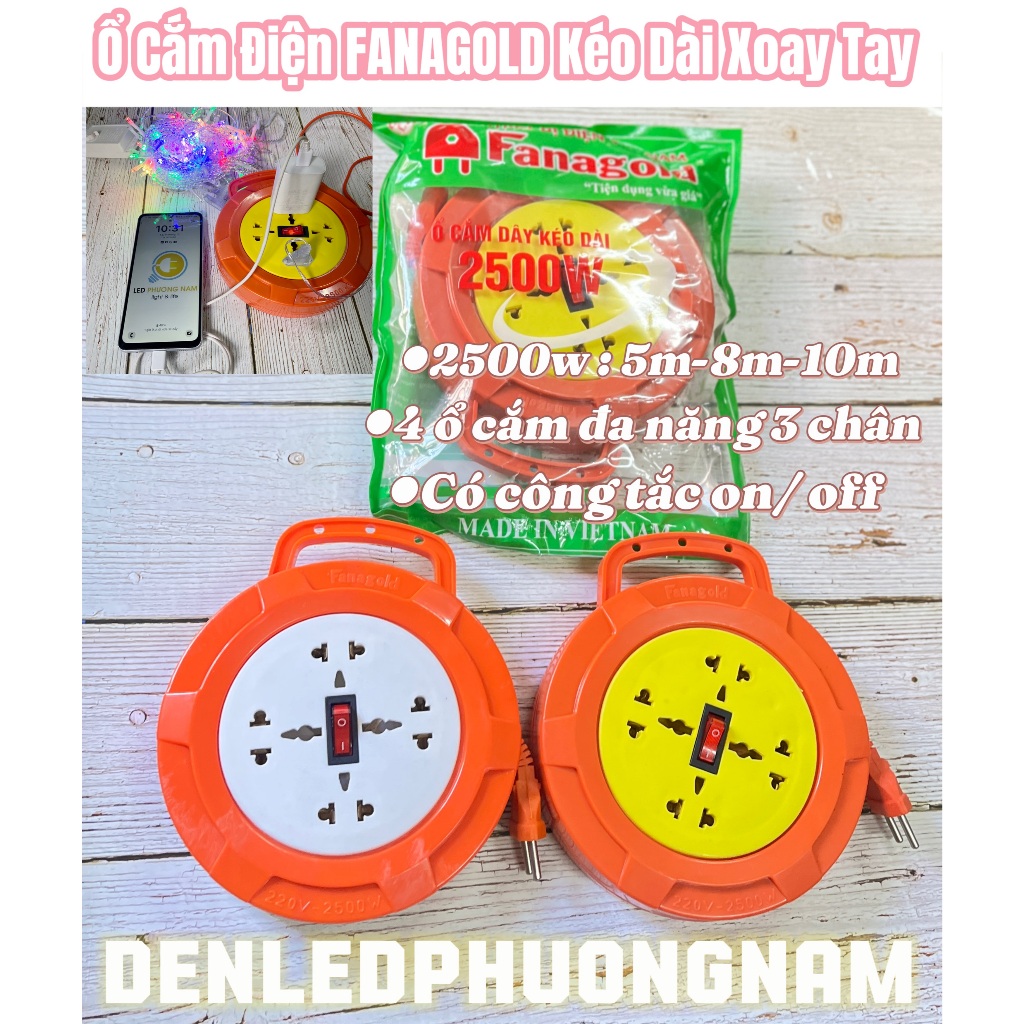 [FANAGOLD] Ổ Cắm Điện Quay Tay 2500w có Công Tắc dây dài 5m/8m/10m - ổ ...