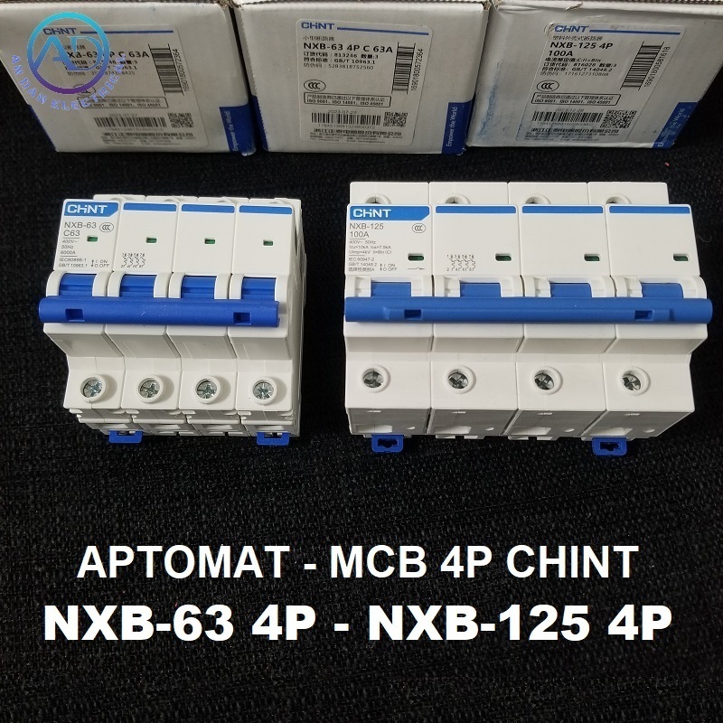 CHINT - Aptomat NXB-63 4P 32A 63A, NXB-125 4P 100A, Át tổng 3 pha hộ gia đinh 4P (có pha mát ...