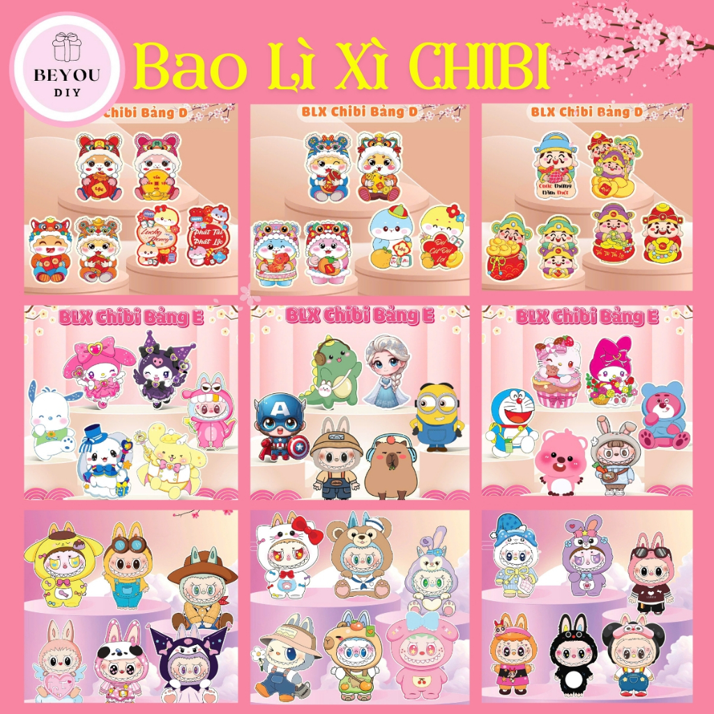 Set 100 Bao Lì Xì Chibi Tết Ất Tỵ, Phong Bao Lì Xì Chipi Hoạt Hình Dễ ...