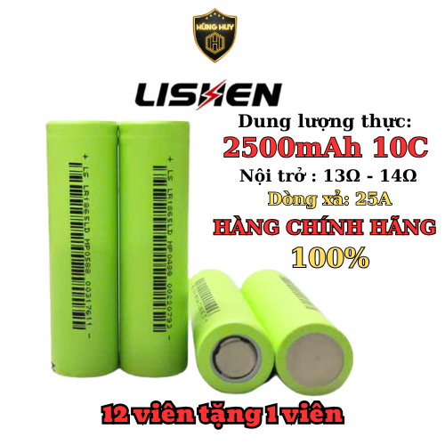 Cell 18650 LISHEN xanh Li-ion 3.7v - 2500mAh - 10c, dòng xả 25A. Hàng ...