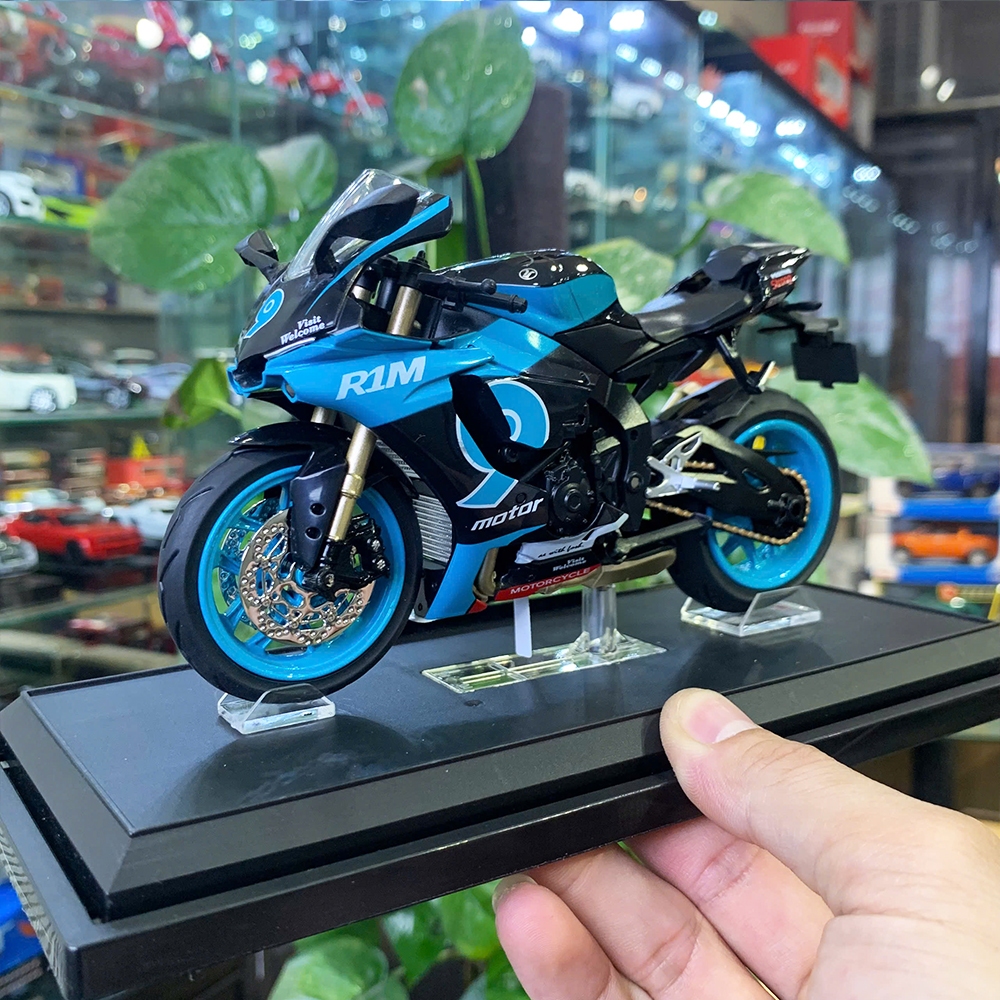 Mô hình xe mô tô YAMAHA YZF-R1M và Kawasaki Z1000 1:12 có đế và ben ...