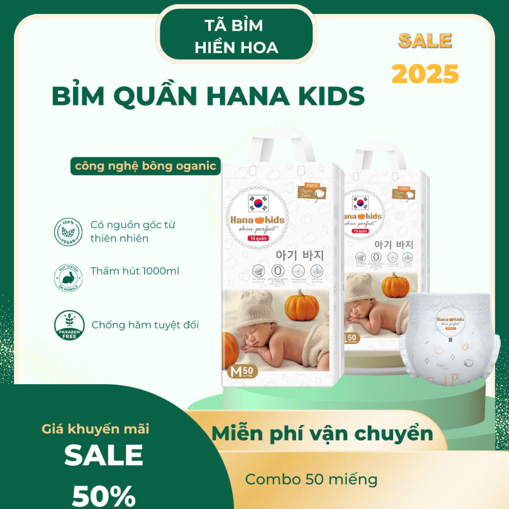 Bỉm quần Hana kids xuất HÀN cao cấp M50/L50/XL50/XXL50 bịch 50 miếng ...