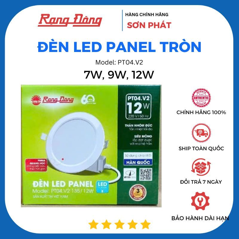 Đèn led âm trần Rạng Đông 12W-9W-7W, siêu mỏng lỗ khoét 90-110-135-160mm; Panet tròn PT04.V2 ...