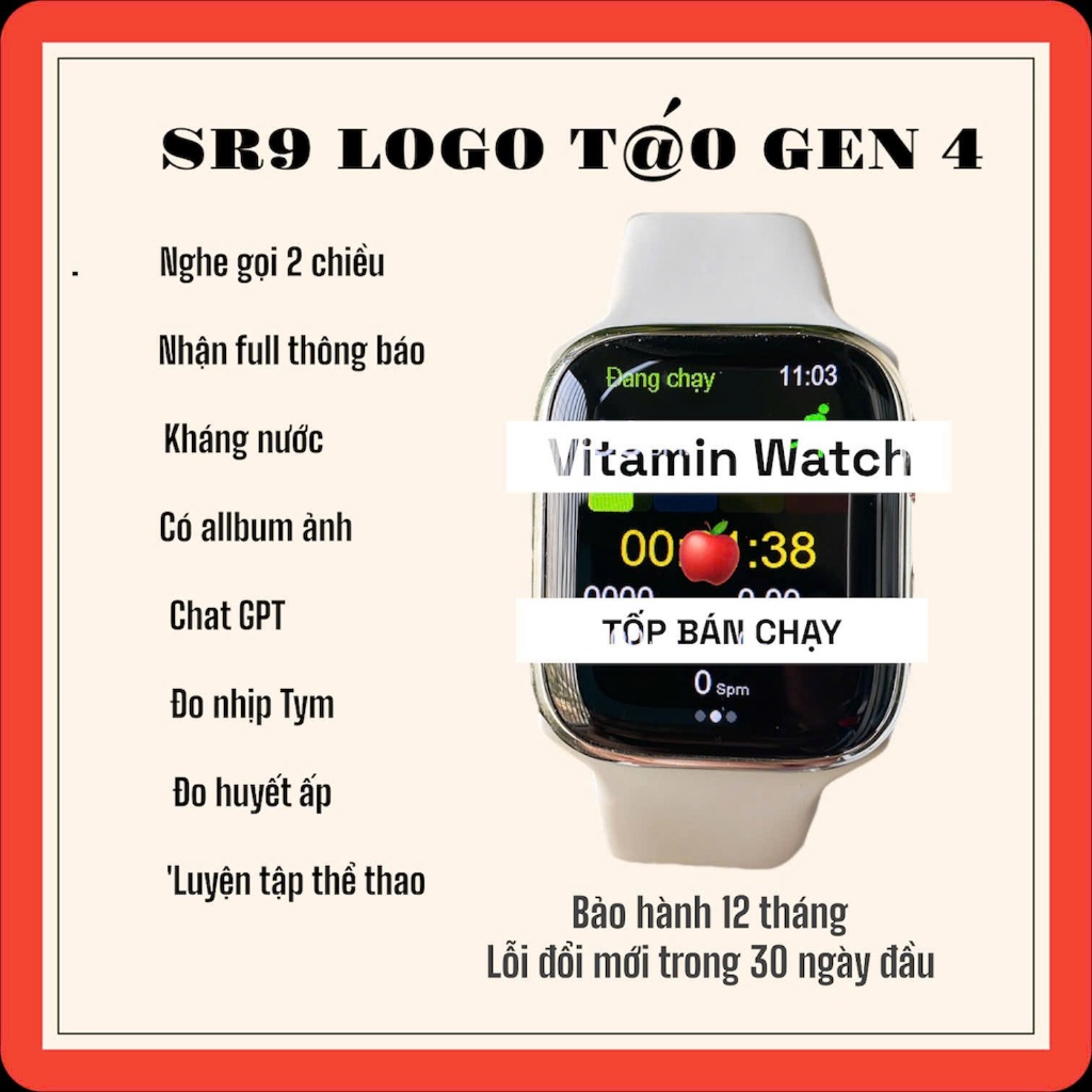 Đồng hồ Thông Minh Sr9 Lo'go TA'O, Viền Thép Đủ Size Nam Nữ, Thay Hình Nền Cá Nhân, Full Chức ...