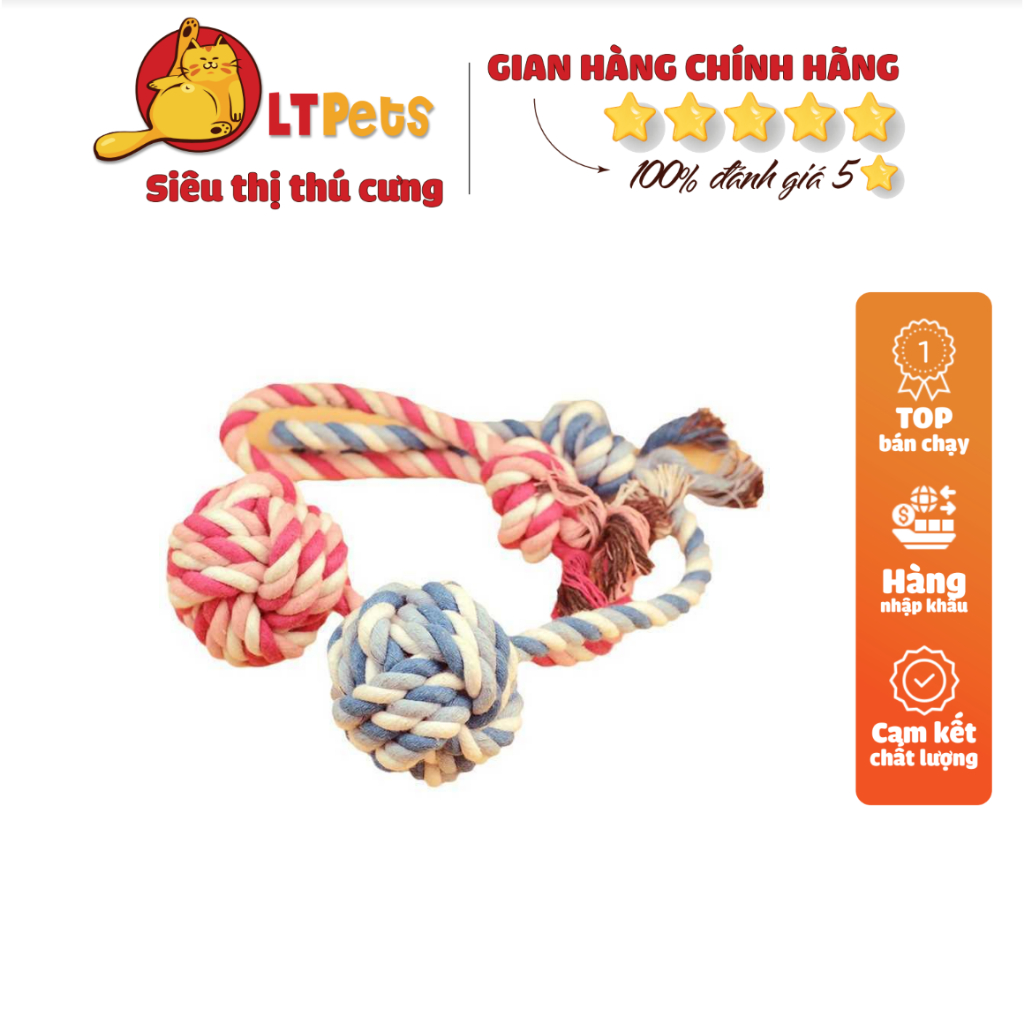 Đồ Gặm Cho Chó Dây Thừng 2 Bóng Vải, Đồ Chơi Dây Thừng Cho Chó, Đồ Chơi ...