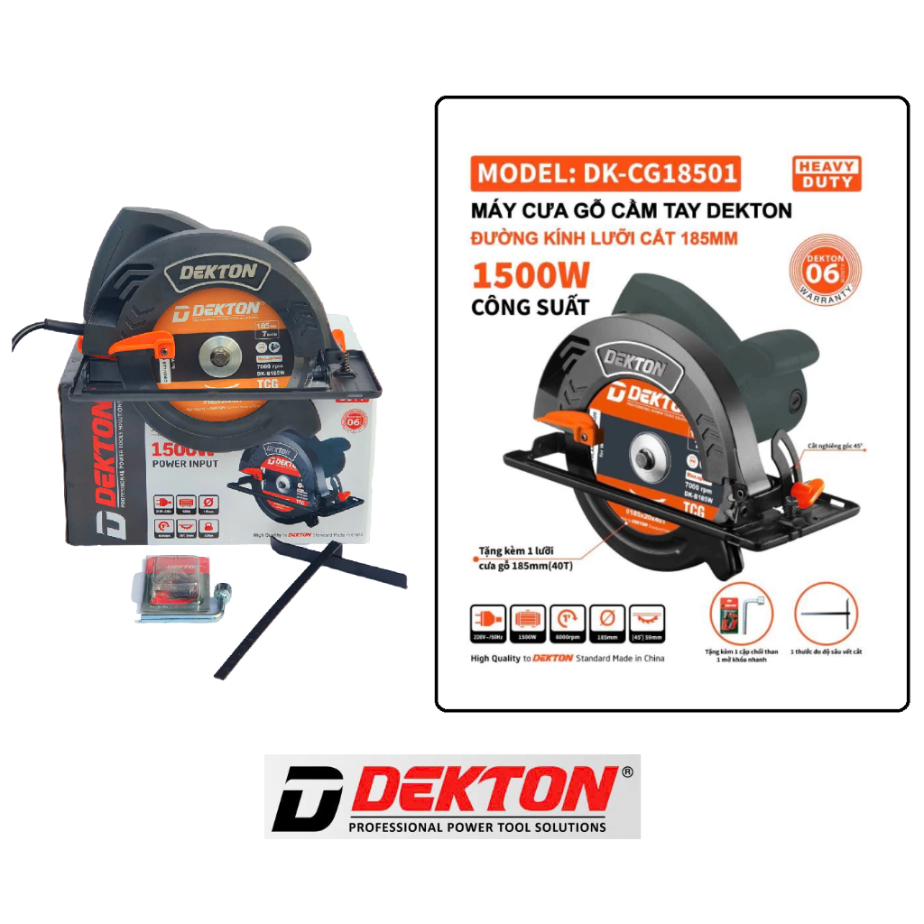 MÁY CƯA GỖ DEKTON 185MM 1500W DK-CG18501 TẶNG KÈM LƯỠI CẮT MẪU DATE MỚI | Shopee Việt Nam