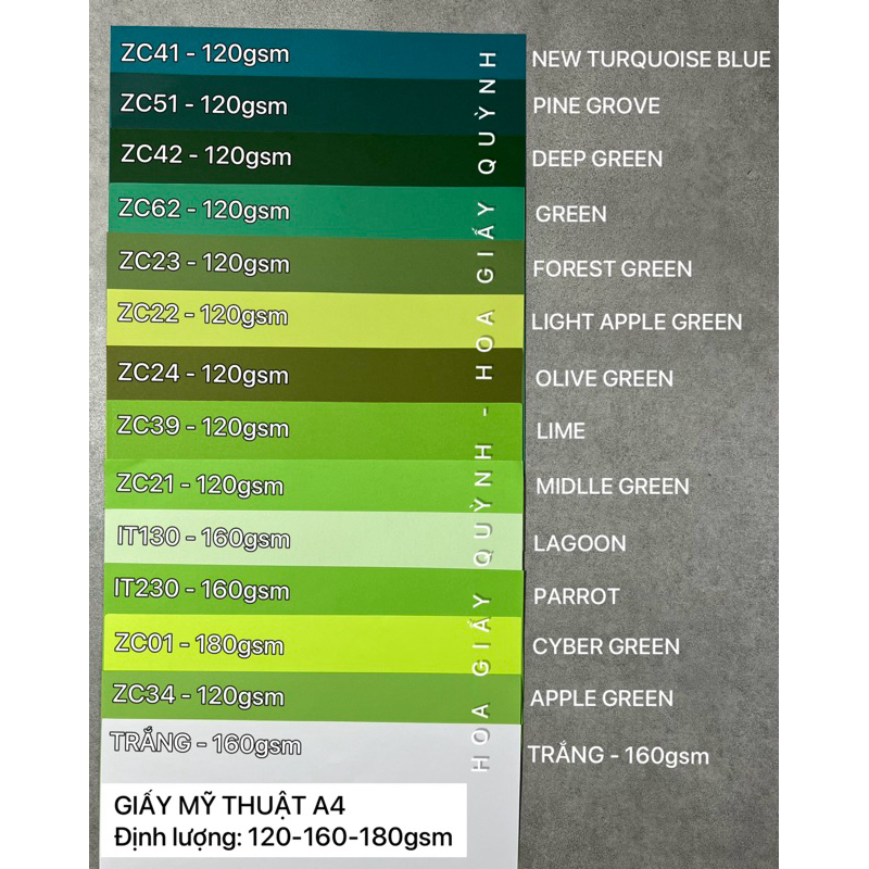 Xấp 100 tờ giấy bìa màu mỹ thuật A4 tông xanh lá 120-160gsm | Shopee ...