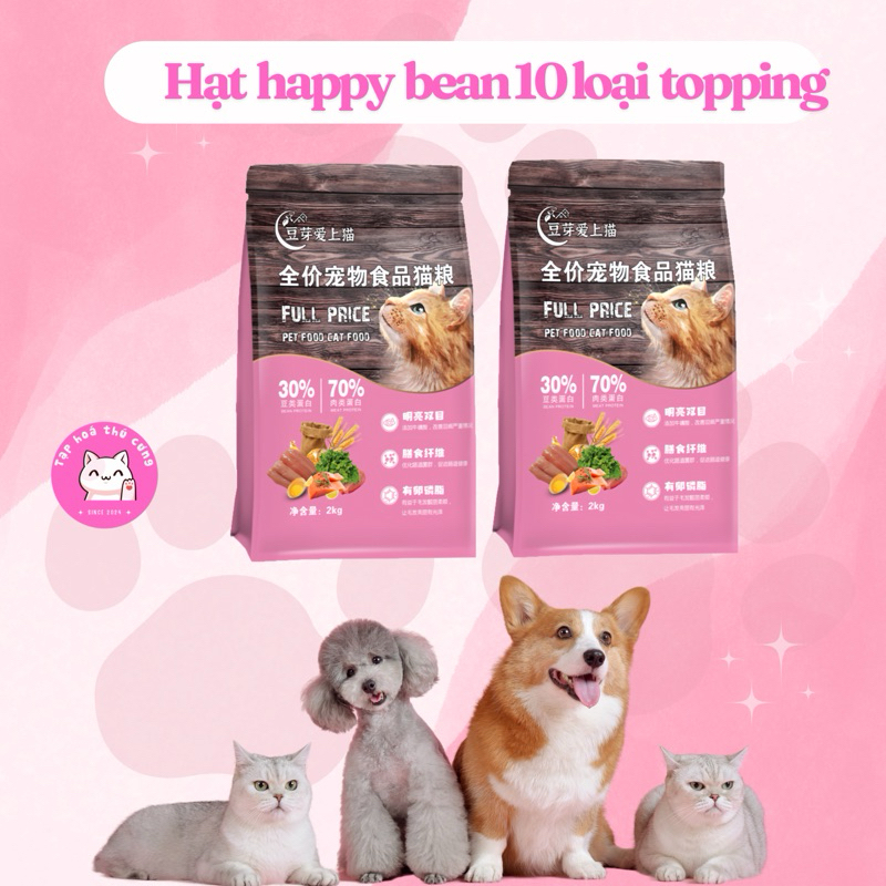 Thức Ăn Hạt Cho Mèo HAPPY BEAN Mix 10 Loại Siêu Topping Túi 2,5Kg Mượt ...