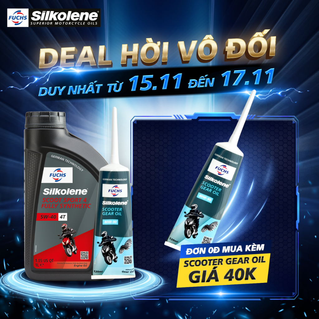 Combo 2 sản phẩm dầu động cơ Silkolene Scoot Sport 4 5W-40 1L (VN) và ...