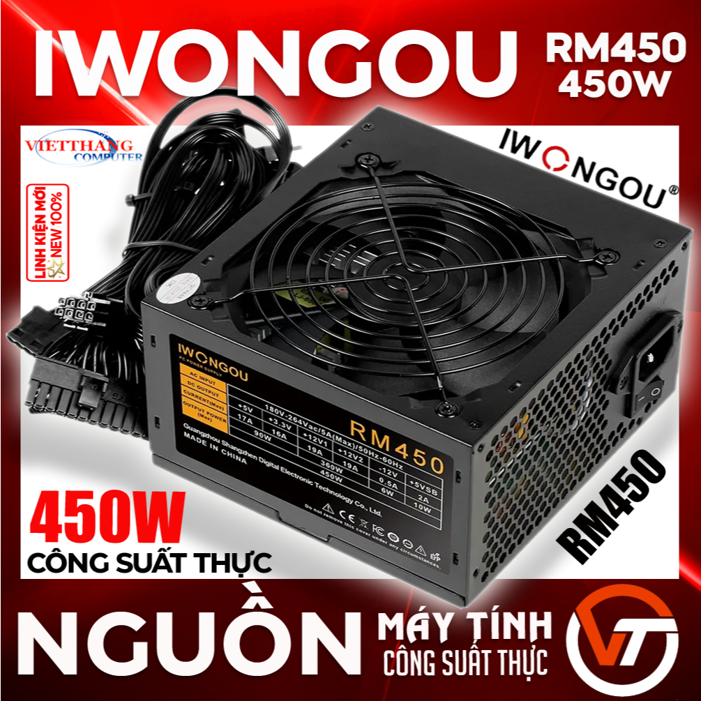 Nguồn máy tính Iwongou RM450 Công suất thực 450W Hàng Nhập Khẩu New 100 ...