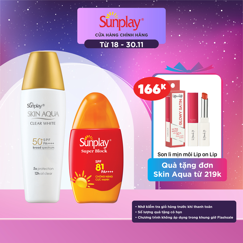[VB] Combo chống nắng, kiềm dầu cho mặt và chống nắng toàn thân cực mạnh Sunplay(Clear White 25g ...