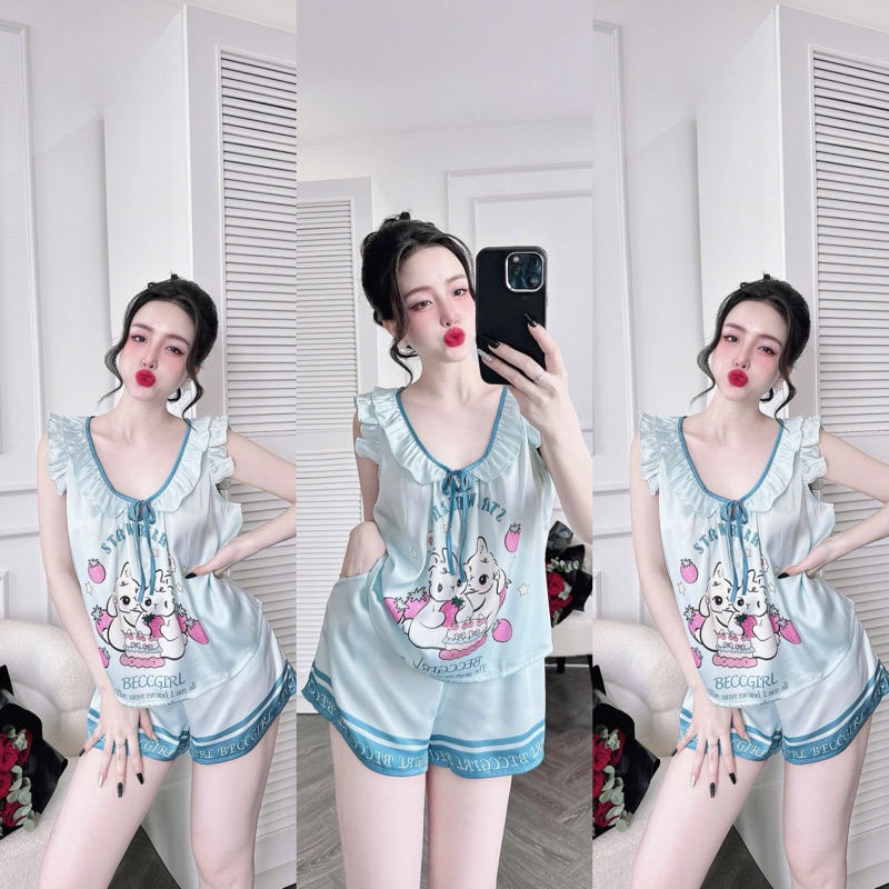 Đồ bộ mặc nhà dây cánh tiên quần đùi cao cấp phối bèo 42kg-60kg | Shopee Việt Nam