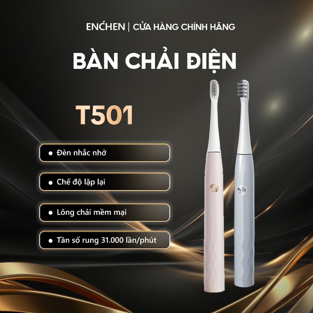 Bàn chải điện Sonic Enchen T501 3 Chế độ làm sạch lông bàn chải Hàn ...
