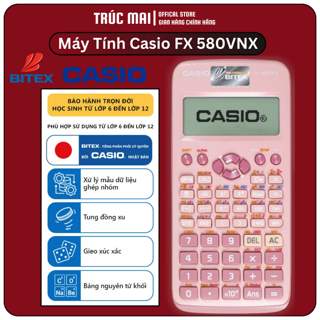 Máy Tính Casio FX 580VNX Chính Hãng Nhập Khẩu Thái Lan 521 Tính Năng Sử ...