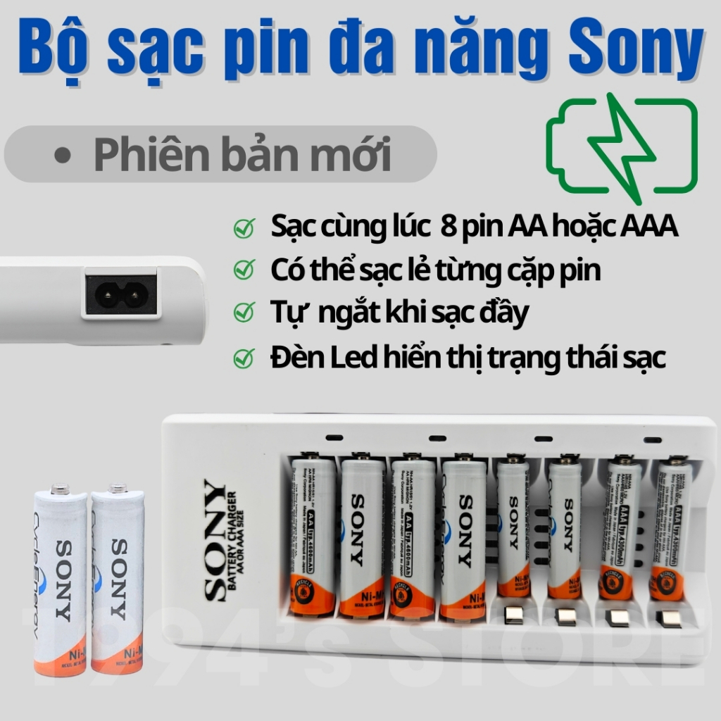 Bộ sạc pin tiểu, pin đũa AA, AAA Sony - Sạc nhanh cùng lúc 8 pin cho ...