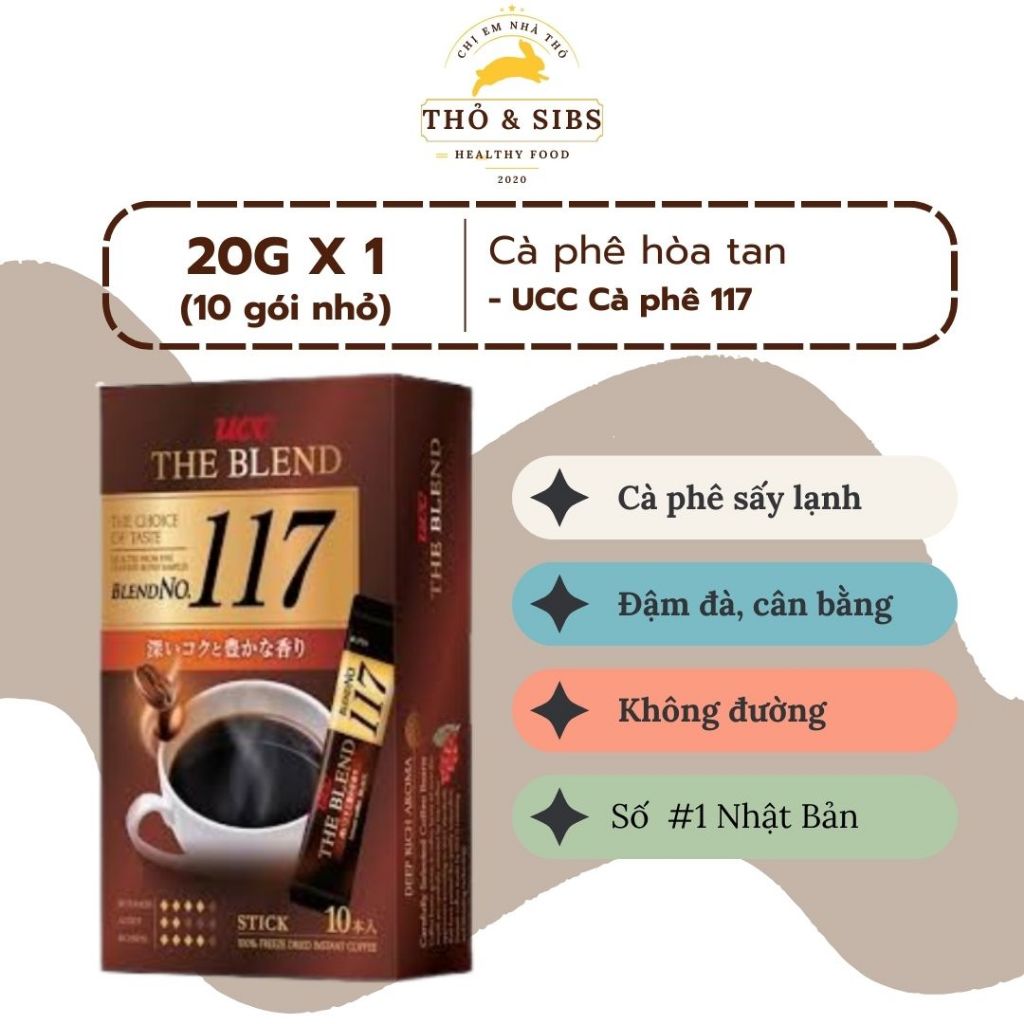 Cà phê hòa tan sấy lạnh nguyên chất đậm đà Nhật Bản UCC The Blend 117 - Sumiyaki không đường (2g ...
