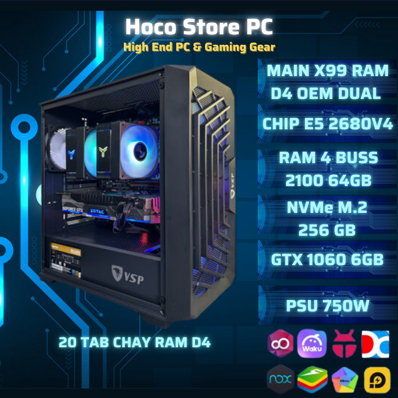 PC VSP Xeon E5-2680V4 | RAM ECC 64GB | GTX 1060 6GB | SSD 256GB | Main ...