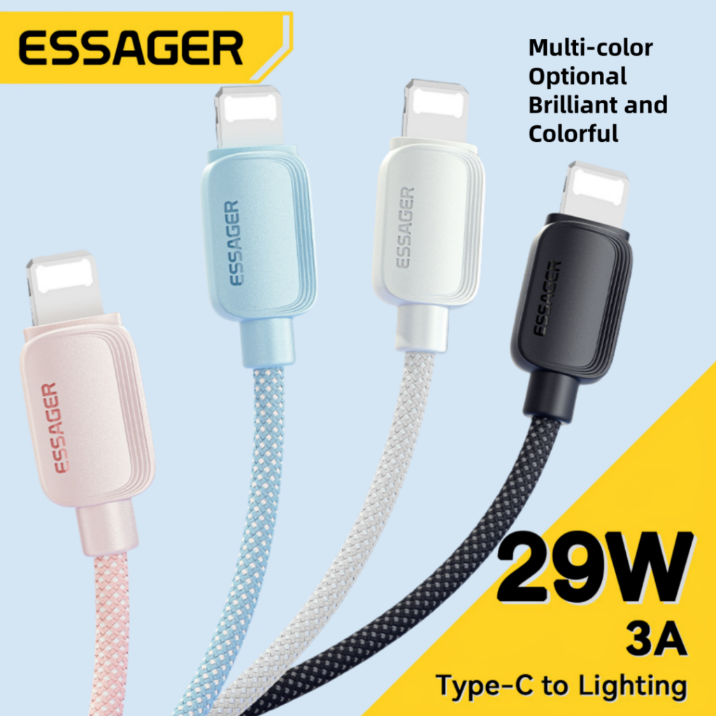 ESSAGER 3A 29W C-L Cáp sạc nhanh 4 màu tùy chọn Type C sang L 480mbps ...