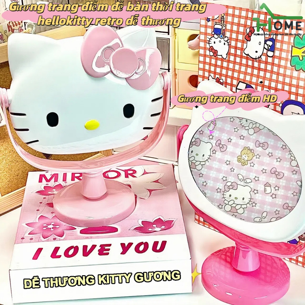 Gương trang điểm để bàn Hello Kitty dễ thương, gương làm đẹp cầm tay ...
