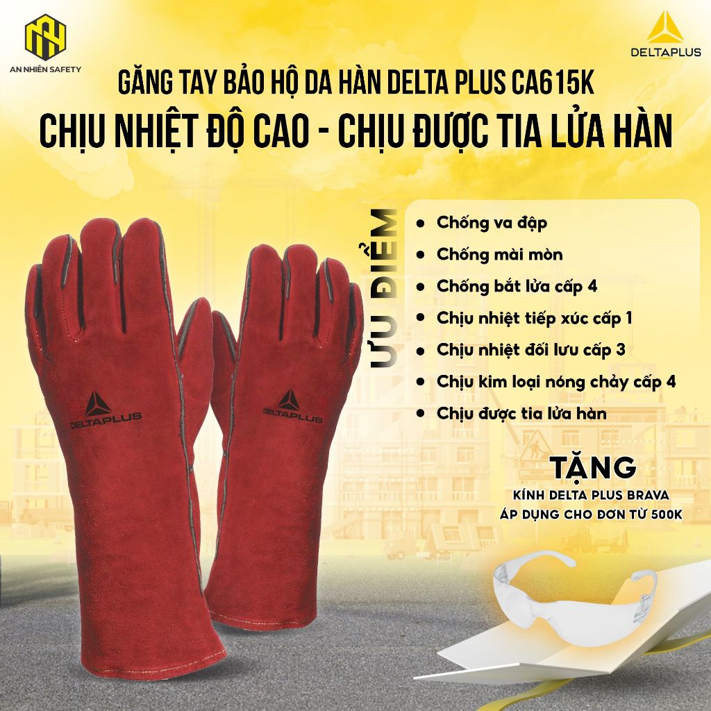 Găng Tay Bảo Hộ Da Hàn Delta Plus CA615K, Chuyên Cho Ngành Hàn, Chịu ...