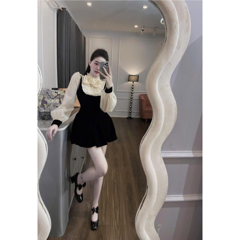 Váy nữ đầm nữ nhung cổ đính nơ tiểu thư cực xuất sắc siêu hot HCom3453 Jully Clothes | Shopee ...