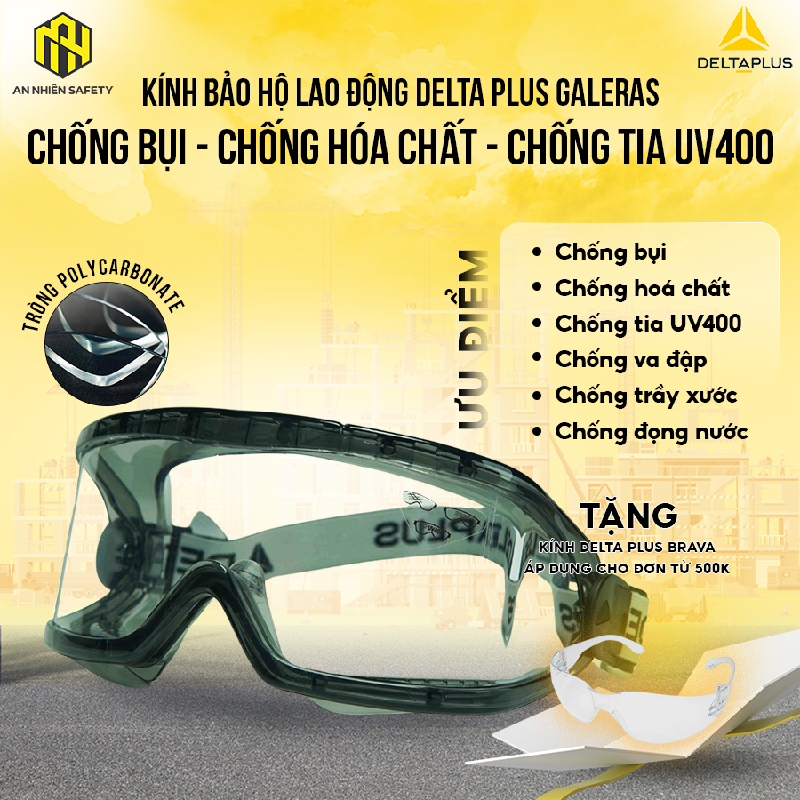 Kính Bảo Hộ Delta Plus Galeras Tròng Polycarbonate Chống Hóa Chất ...