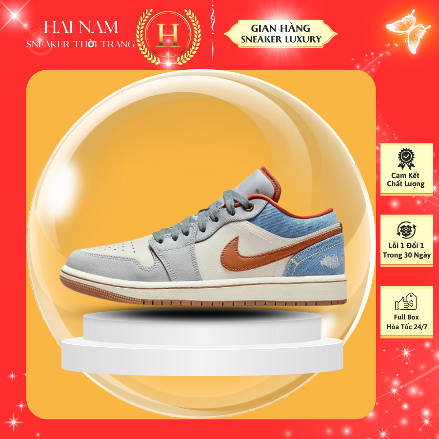 [ Hàng chính hãng ] Giày Jordan 1 Low 'Denim Phantom', Giày JD1 Cổ thấp ...