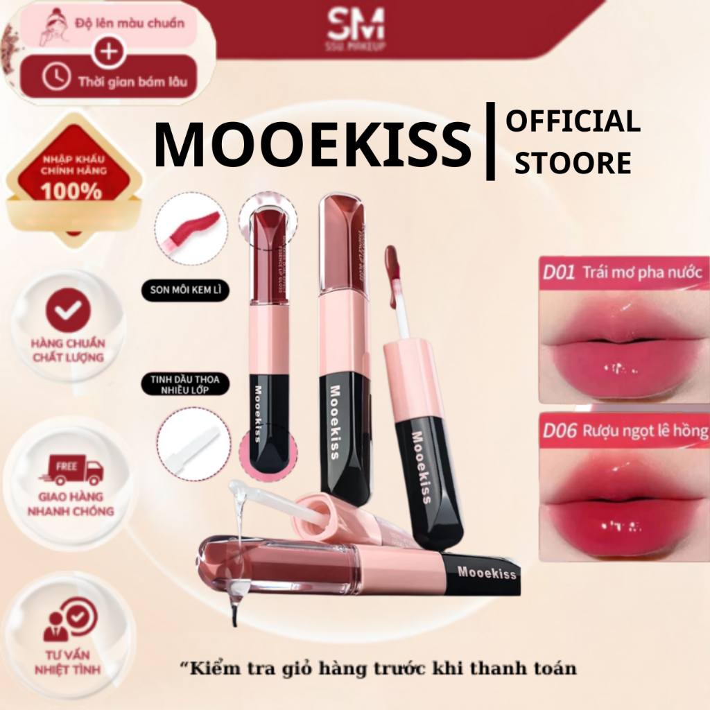 Son Mooekiss Serum Dưỡng Không Dính Cốc Hiệu ứng Tráng Gương Hai đầu đa ...