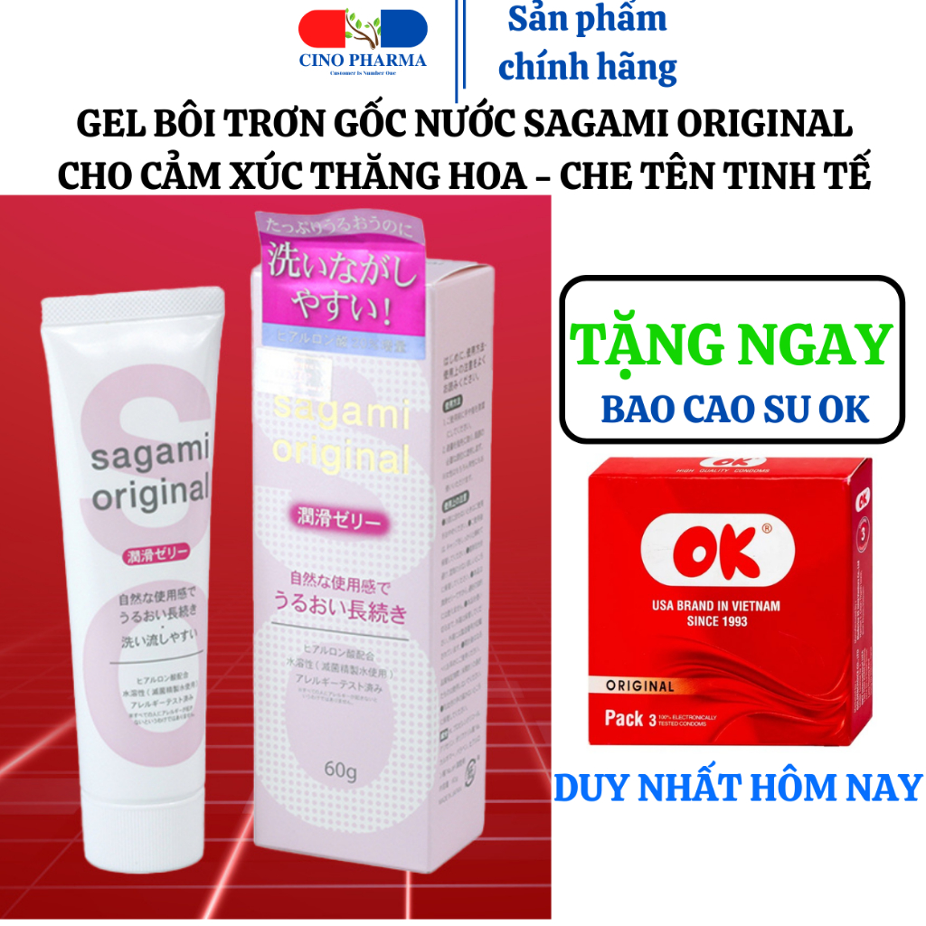 Gel bôi trơn Sagami Original gốc nước cao cấp Nhật Bản, Che Tên Tinh Tế, tube 60g (Tặng ngay BCS ...